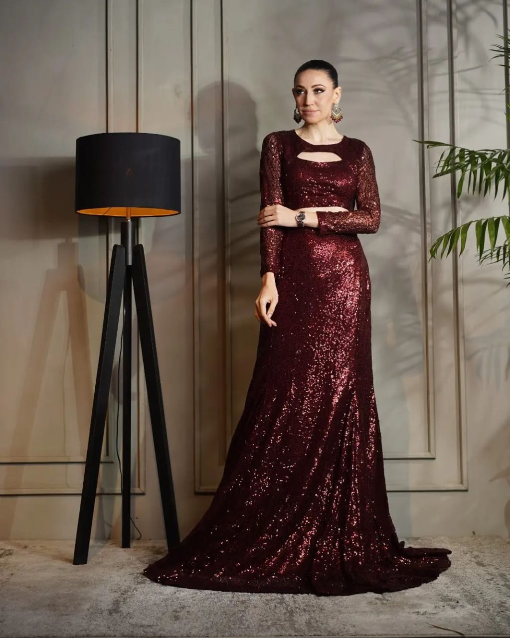 Mehroon sequin dress – NK Couture